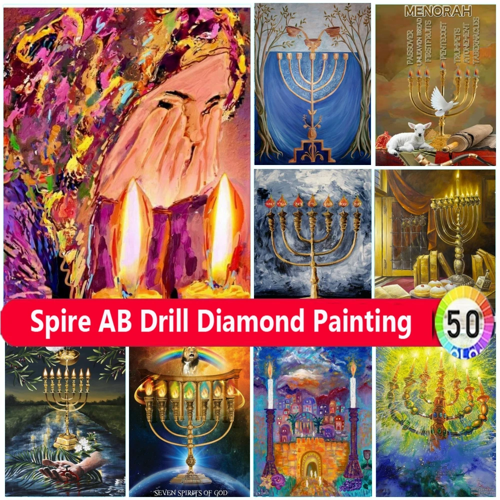 Judaism-Shofar-Menorah-Sparks-5d-Diy-AB-Diamond-Painting-Kits ...