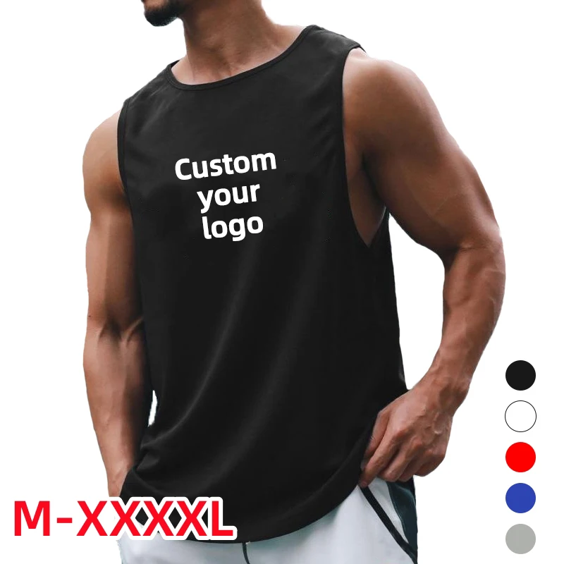 Customize your logo Men's Sleeveless Fitness T-shirt Fashion Mens ...