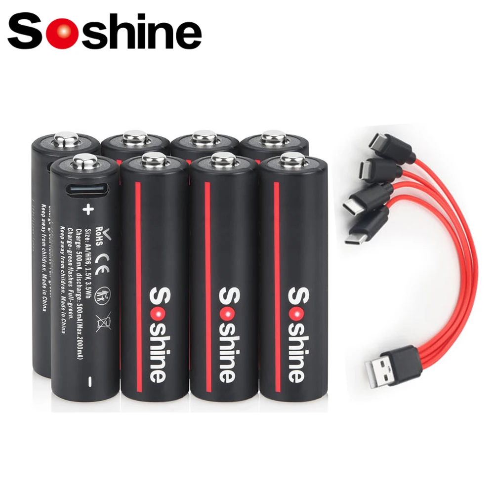 Soshine-1-5V-USB-3500mWh-batteria-al-litio-batterie-ricaricabili-AA-con ...