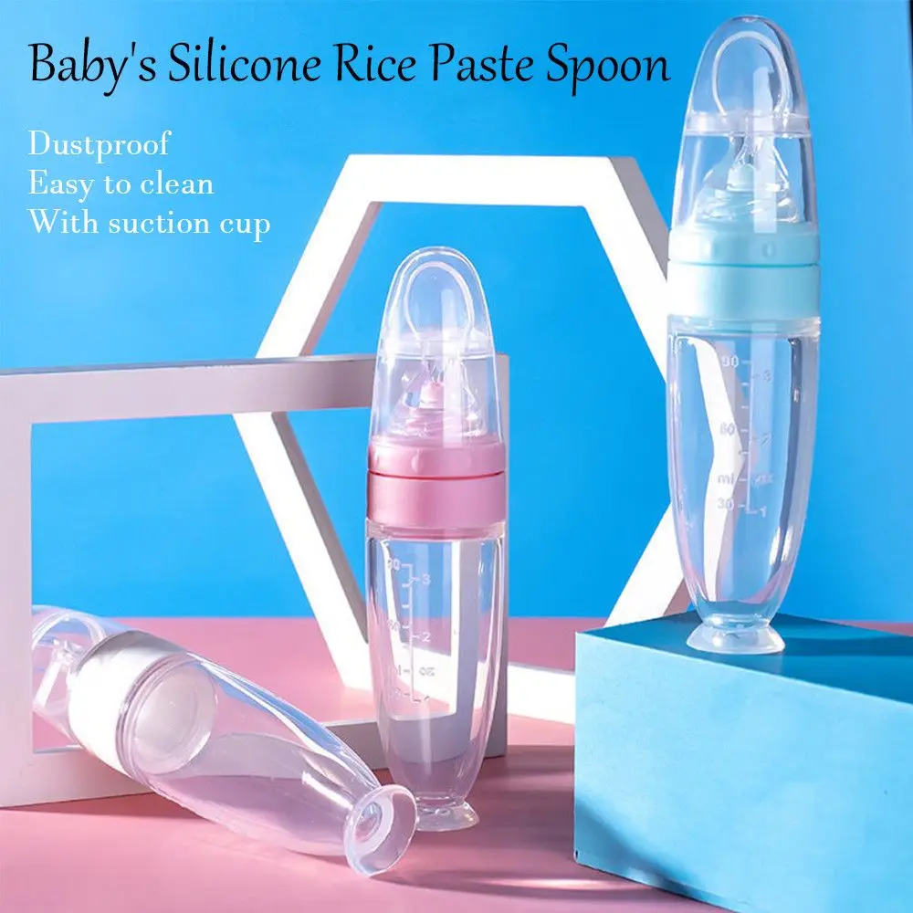 New Baby Feeding Spoon Bottle Silicone Food Supplement Children Rice ...