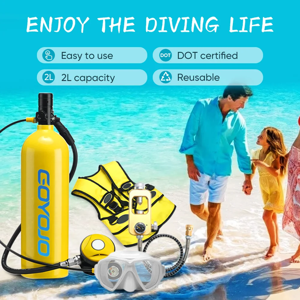 2L Scuba Diving Equipment/gear Mini Tank Mask/Adapter Cylinder Oxygen ...