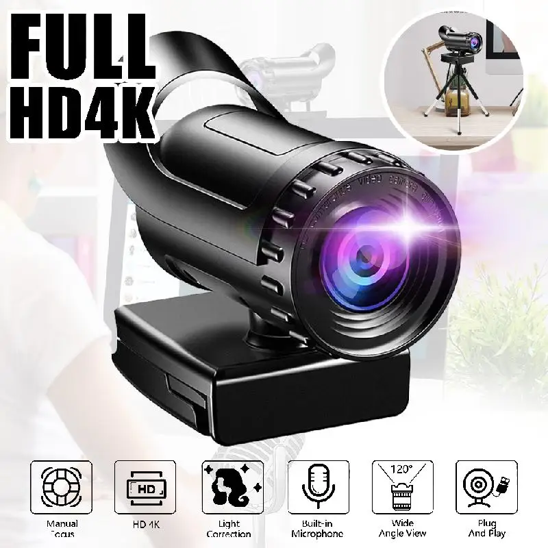 Full-HD-Webcam-With-Microphone-1080P-2K-4K-Plug-And-Play-Manual-Focus ...