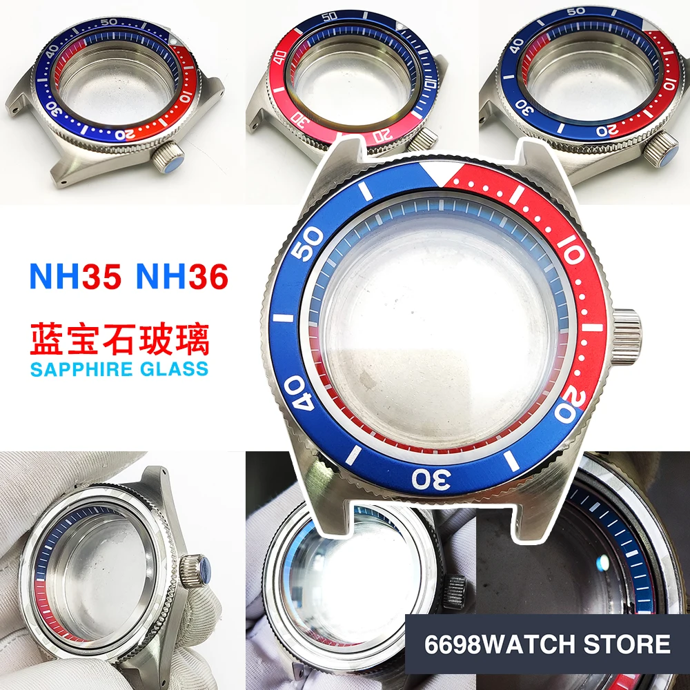 Water-Resistant-Case-40mm-Red-Blue-Chapter-Ring-Titanium-Ring-Screw ...
