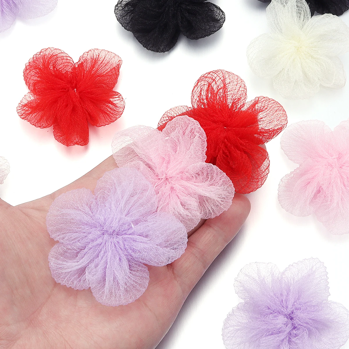 10Pcs/pack Gauze Artificial Flowers Chiffon Organza Flower Head for DIY ...