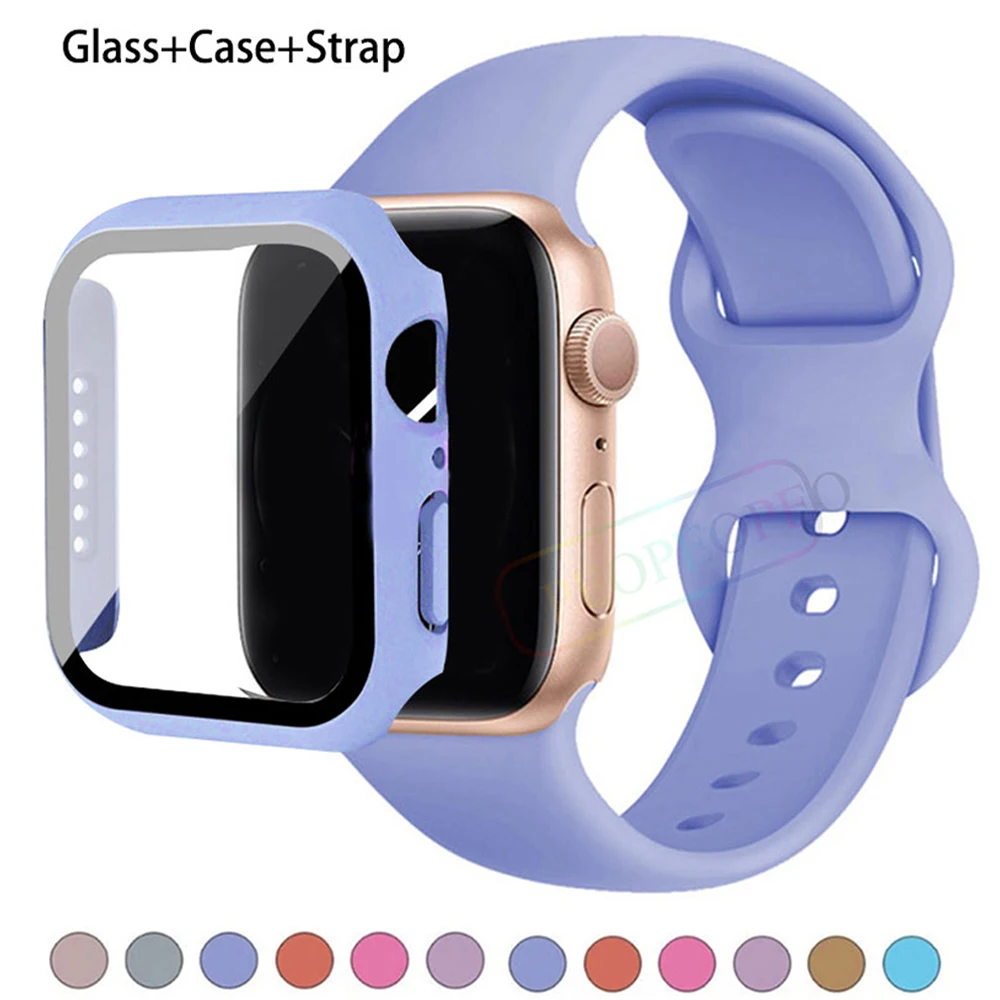 Glass-Case-Strap-For-Apple-Watch-band-44mm-41mm-45mm-40mm-38mm-42mm ...