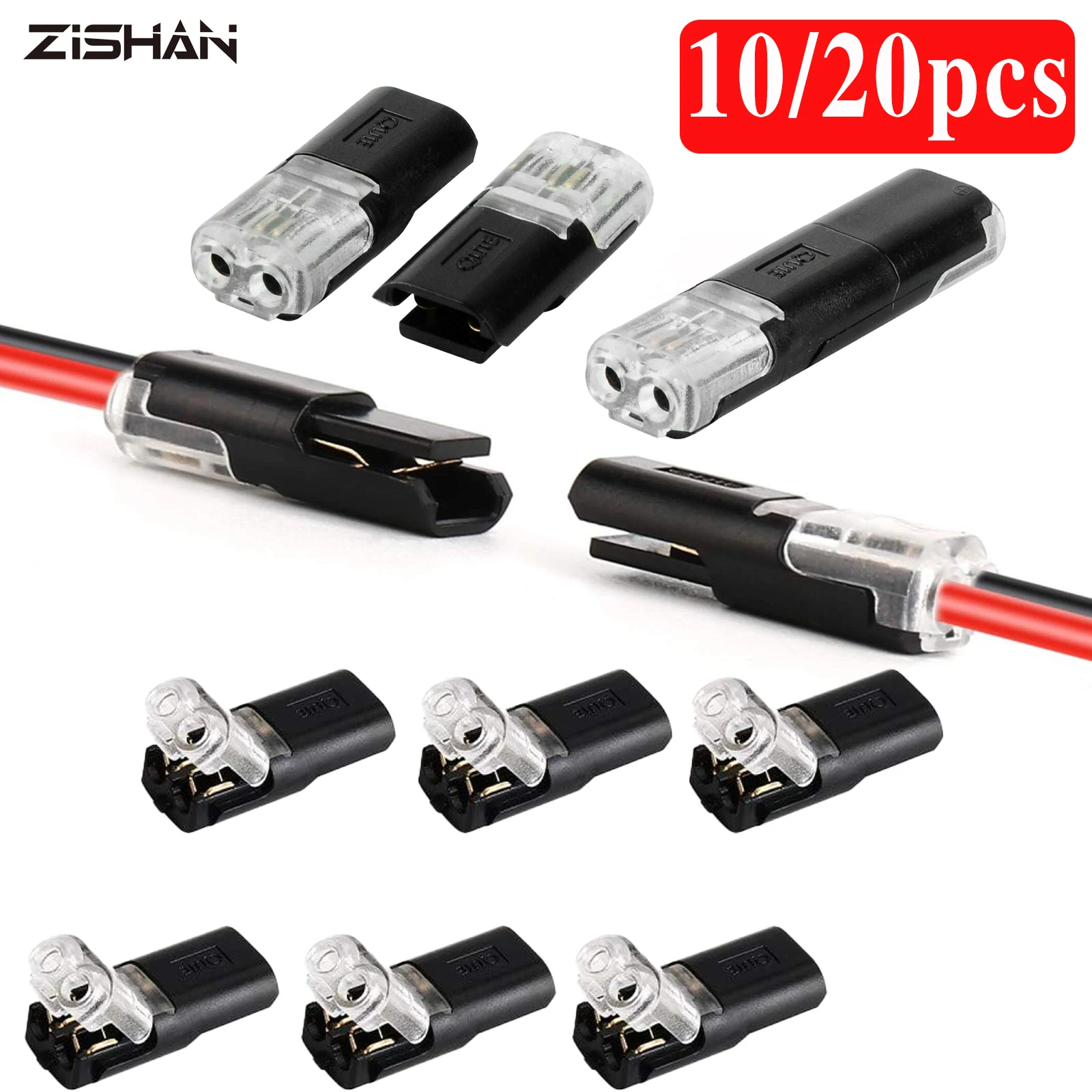 10pcs 2pin Pluggable Wire Connector Quick Splice Electrical Cable Crimp ...