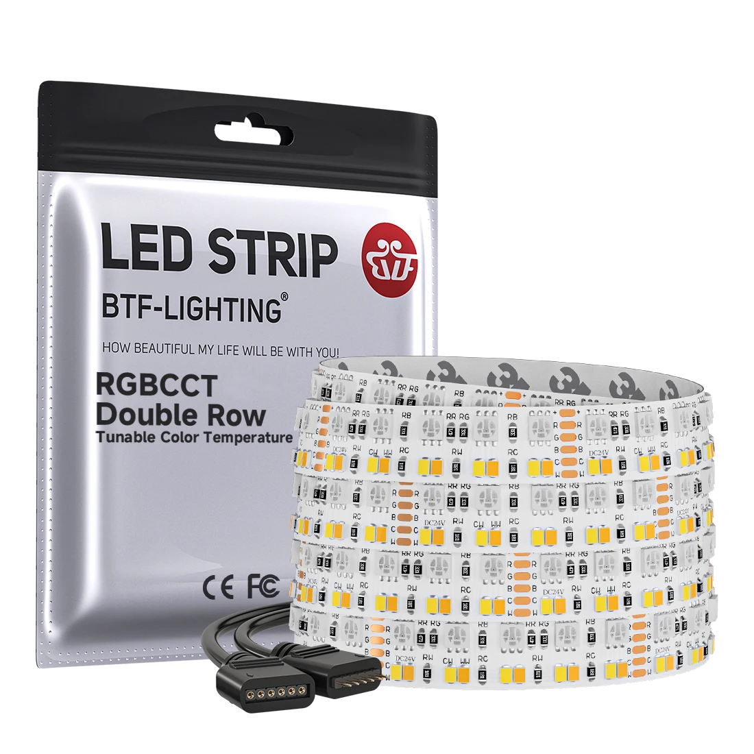 5m Double Row RGBCCT 5 Colors in 1 LED Strip Light 6pin RGBW RGBCW ...