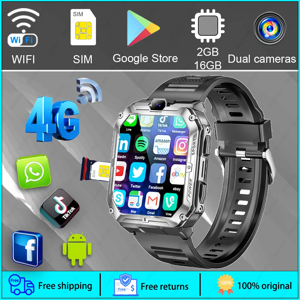 4G-Network-Smartwatch-Dual-Cameras-1-96inch-GPS-Wifi-NFC-16G-ROM-Google ...