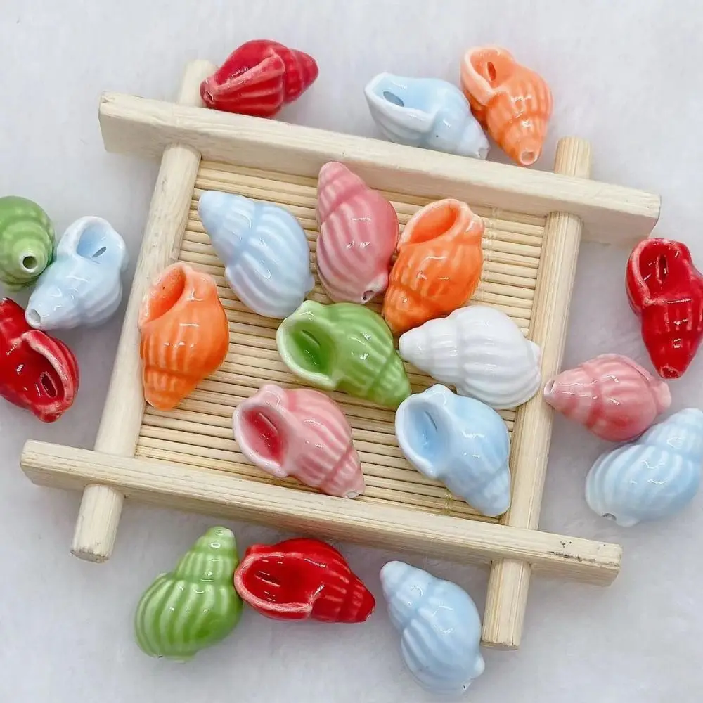 10Pcs-Ceramic-Conch-Shell-Bead-Fashion-Handmade-Craft-Ceramic-Spacer ...