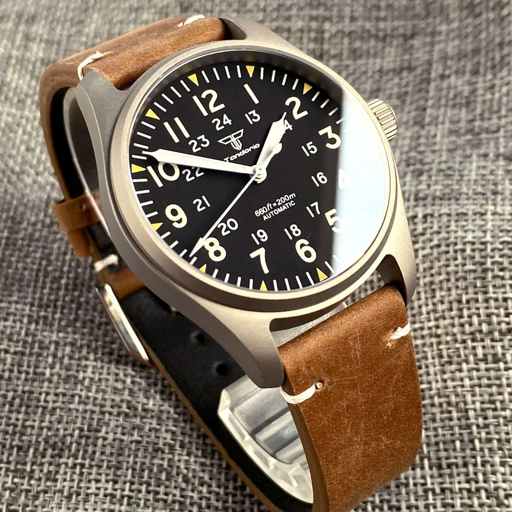 New-Tandorio-Pilot-39mm-Titanium-Watch-NH35-PT5000-200M-Waterproof ...