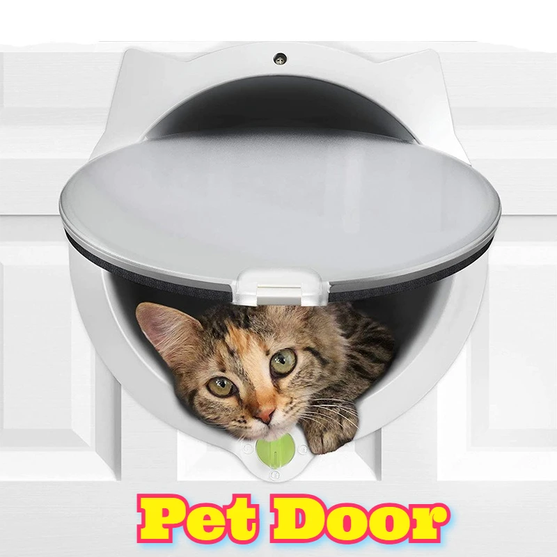 Pet Door Cat Flap Glass Wood Metal Doors Easy Installation Adjustable ...