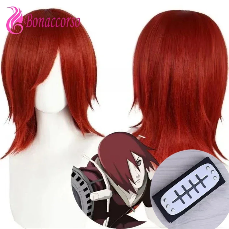 HOKAGE NINJA NAGATO Cosplay Wig Red Synthetic Short Straight Wig Anime ...
