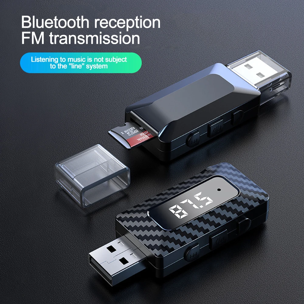 Car Bluetooth 5.3 Mini 3 in 1 USB Transmitter Receiver with LED Display ...