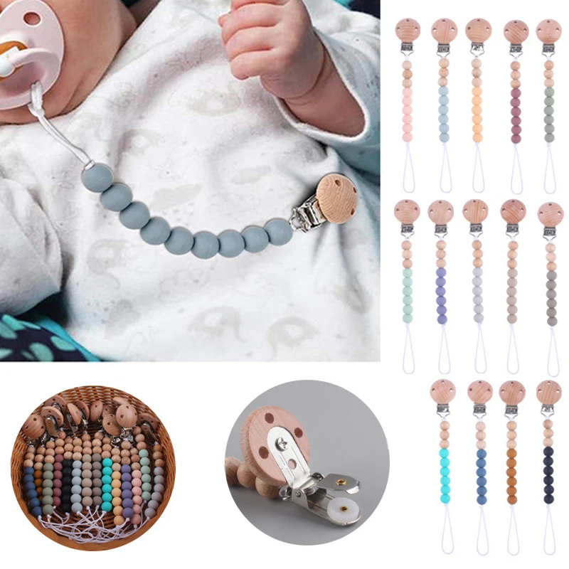 Pacifier-Clips-Chain-Silicone-Beads-BPA-Free-DIY-Dummy-Clip-Holder ...