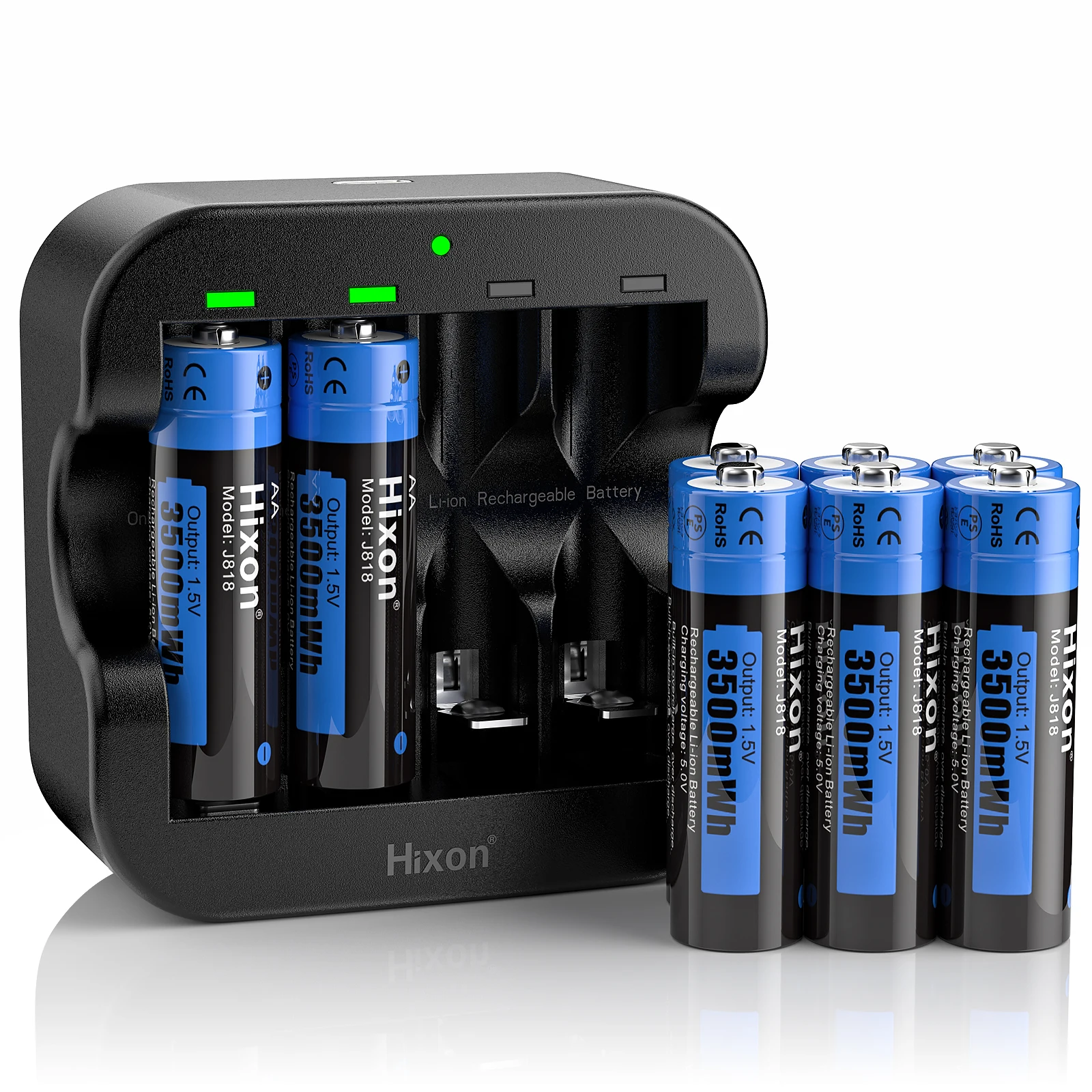 Hixon Rechargeable Aa Li-ion Batteries 1.5v High Capacity Of 3500mwh ...