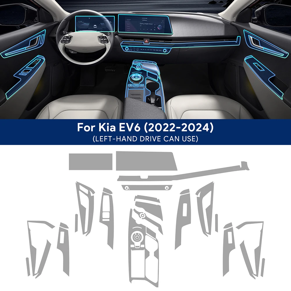 Tpu Interior Film for Kia EV6 2022 2023 2024 Car Clear Stickers Center ...