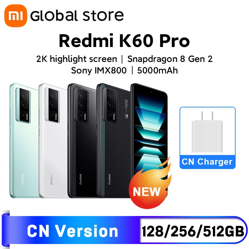 샤오미 레드미 K60 프로 5G 스마트폰, 스냅드래곤 8 Gen 2 120W 하이퍼차저, 5000mAh 2K 120Hz 화면, 액체 냉각 50MP 카메라 NFC ...
