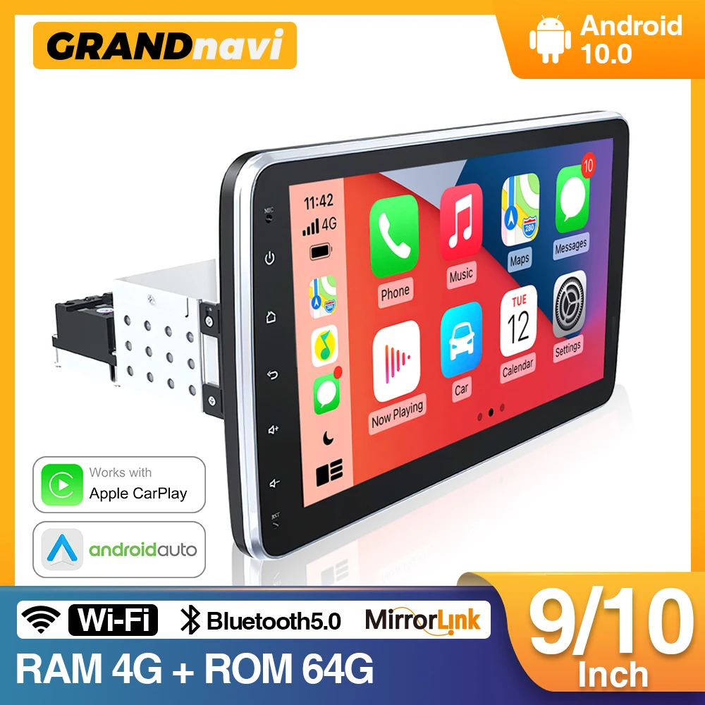 Grandnavi Andrid Carplay Car Radio One Din 10inch Gps Rotation Car ...