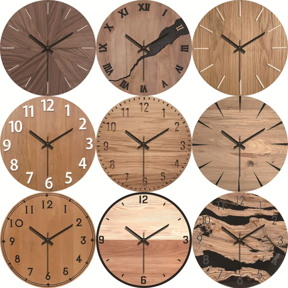 Creative-Old-Wood-Pattern-Split-Wood-Grain-Wall-Clock-Mute-12inch-30cm ...