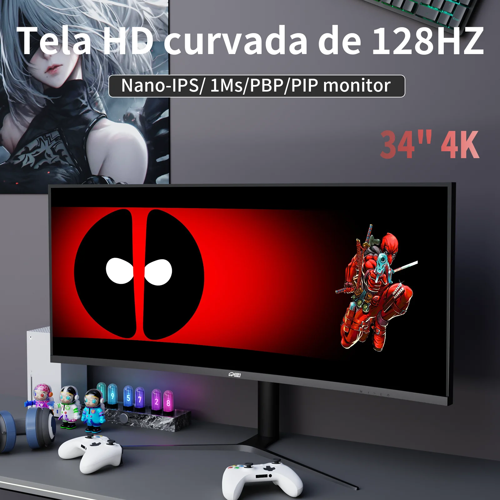 Monitor-curvo-para-jogos-34-Monitor-ultra-largo-para-PC-4K128Hz ...