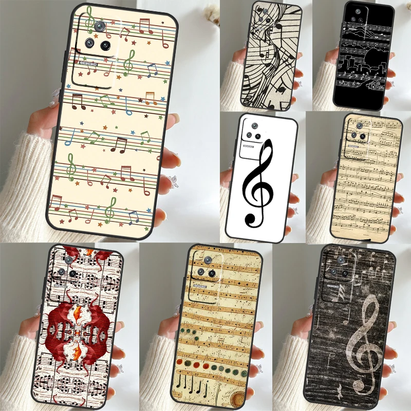 Music Score Musical Notes Case For POCO F5 X3 X4 X5 Pro F4 GT F3 M4 M5 ...