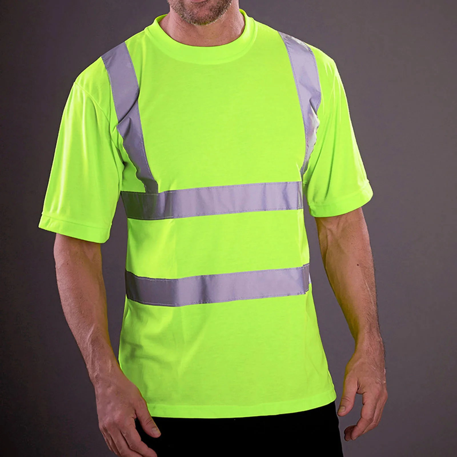 Men-High-Vis-Reflective-T-Shirt-Short-Sleeve-Mesh-Shirts-Work-Shirt-Men ...