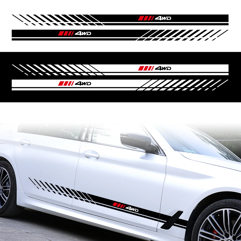 2pcs-Car-Body-Sticker-Fashion-WRC-Stripe-Vinyl-Side-Skirts-Decal-for ...