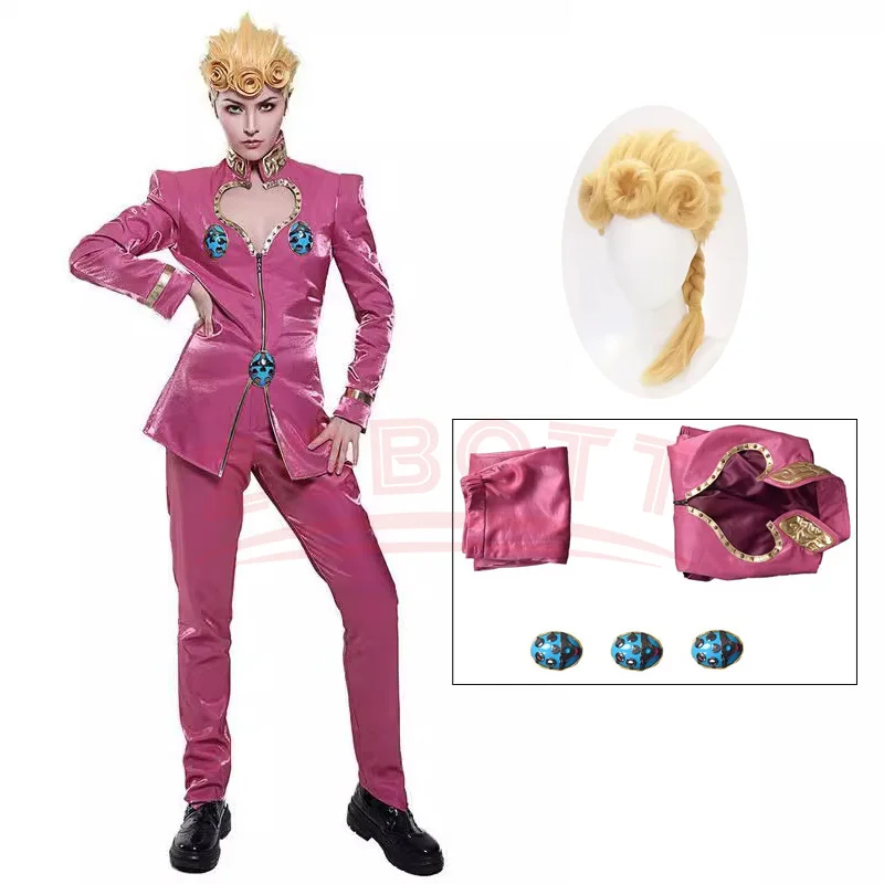 Anime Golden Wind Giorno Cosplay Costume Outfit for Men Halloween ...