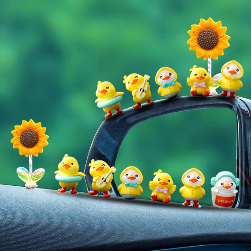 1Set Cartoon Resin Little Yellow Duck Model Car Center Console Decor ...