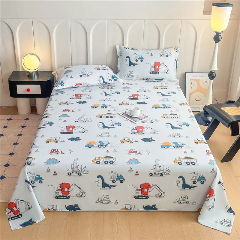 100% Cotton Bedsheet Cartoon Style Flat Sheets Adults Kids Room Bed ...
