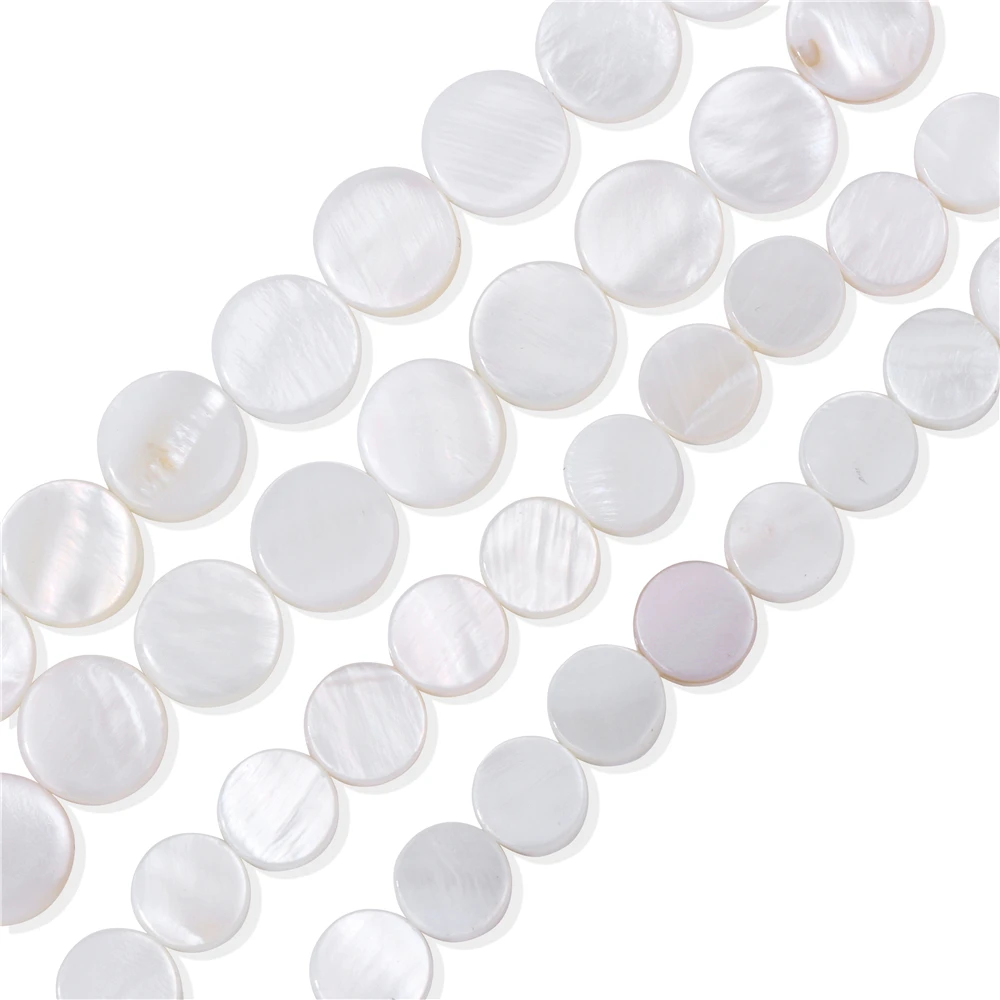 Natural White Flat Round Shell Piece Mother of Pearl Shell Beads for ...