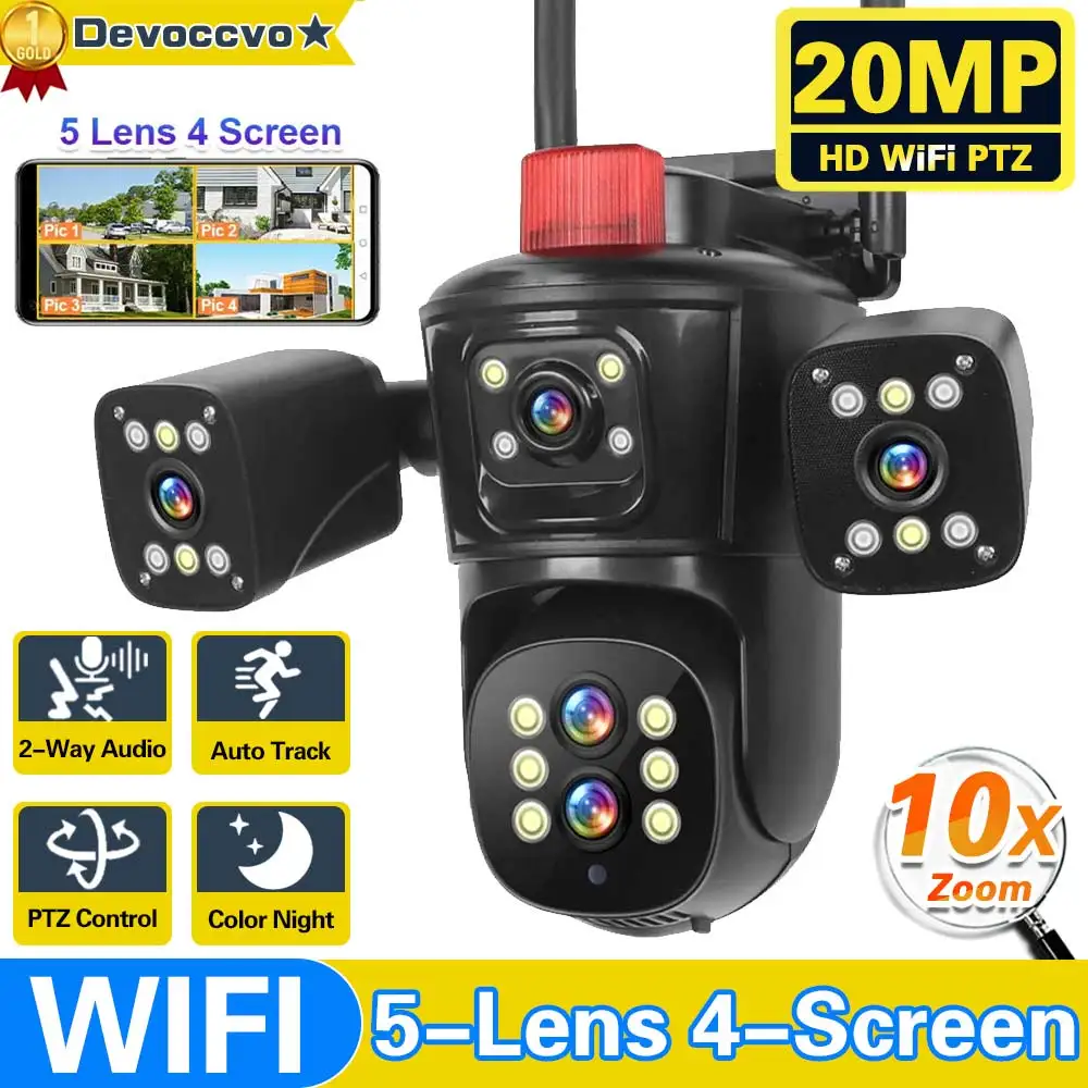 10K-20MP-Surveillance-Color-Night-Vision-Camera-4-Screens-5-Lens-WIFI ...