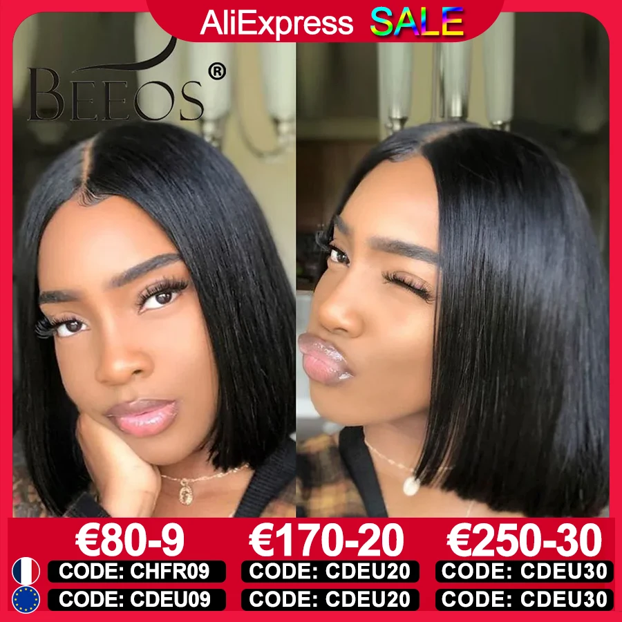 BEEOS-2x6-HD-Lace-Closure-Wigs-Straight-Short-Bob-Wig-Skinlike ...