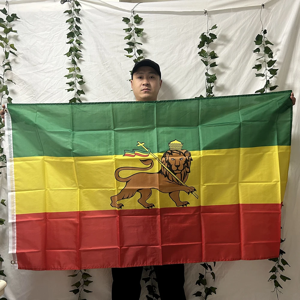 TIKI FLAG Ethiopia flag 3x5fts 90x150cm polyester Judah Lion Ethiopian ...
