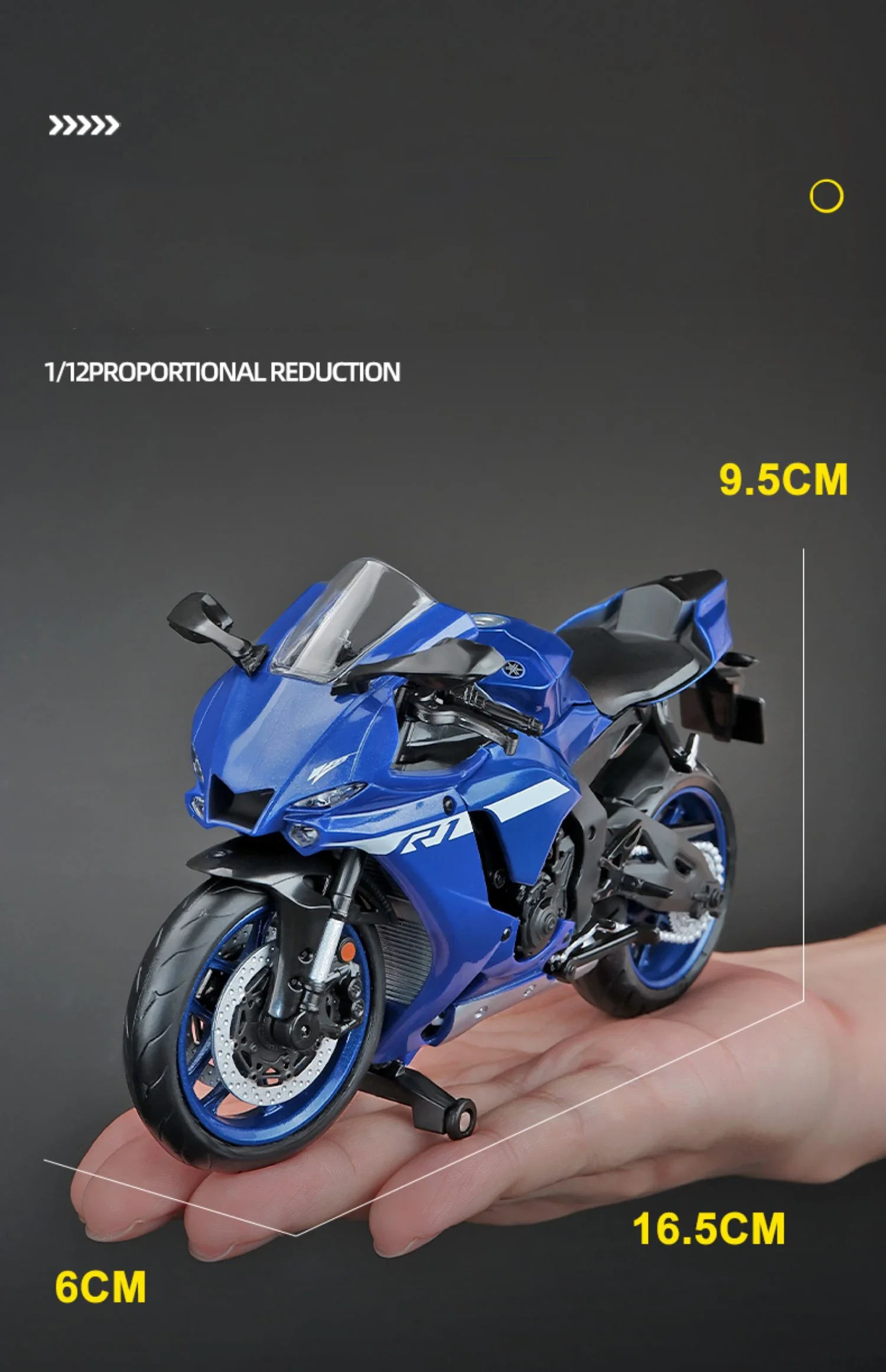 1/12 Scale Yamaha YZF-R1M Motorcycle Model Alloy Diecast Simulation ...