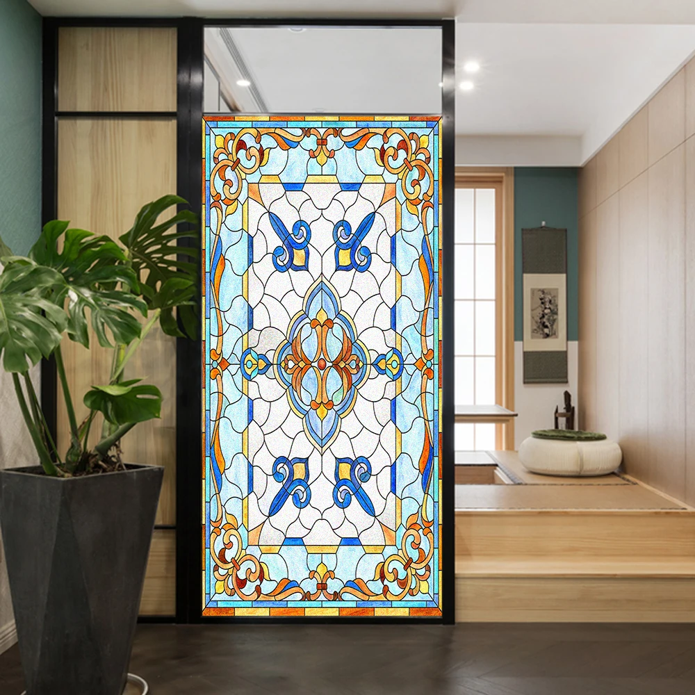 Window-Privacy-Film-Cathedral-Glass-Non-Adhesive-Glass-Sticker-Sun ...