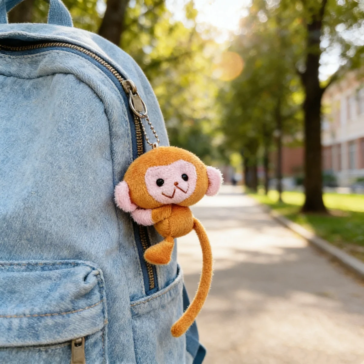 Long Tailed Monkey Keychain Cartoon Plush DIY Doll Pendant Backpack ...