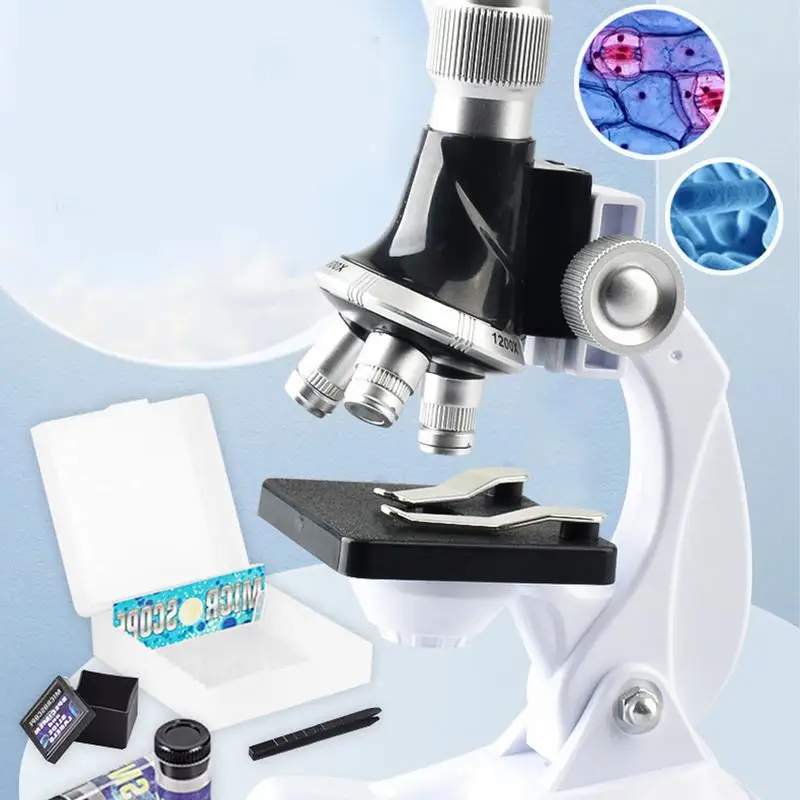 Children-Science-Biological-1200x-Pocket-Microscope-Set-Lab-With-LED ...