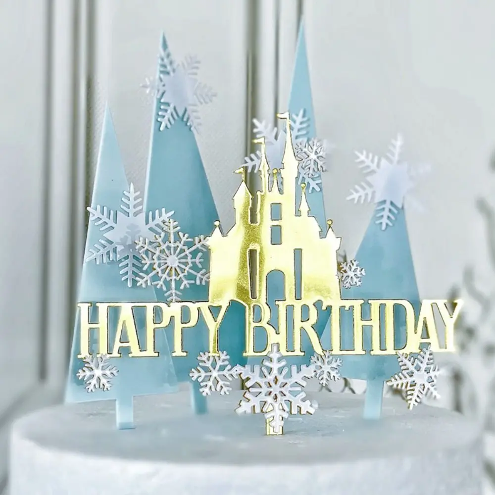 Snow-Castle-Cake-Topper-Acrylic-Frozen-Princess-Happy-Birthday-Flags ...