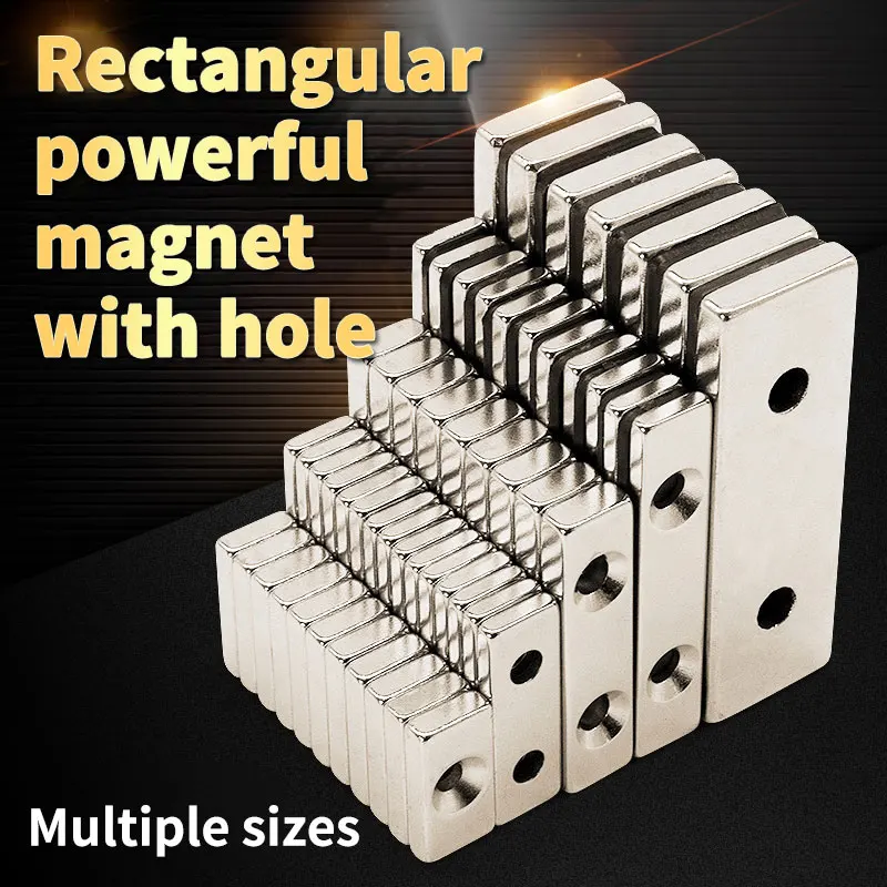 Block Neodymium Square Magnet With Hole Super Powerful Magnet Permanent ...