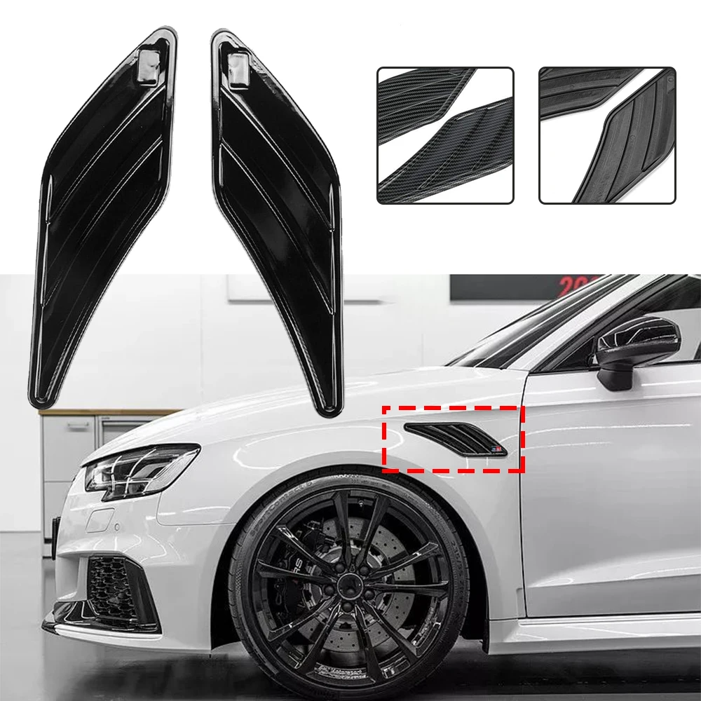 Pair-Universal-Car-Side-Fender-Air-Vent-Side-Wing-Stickers-Glossy-Black ...