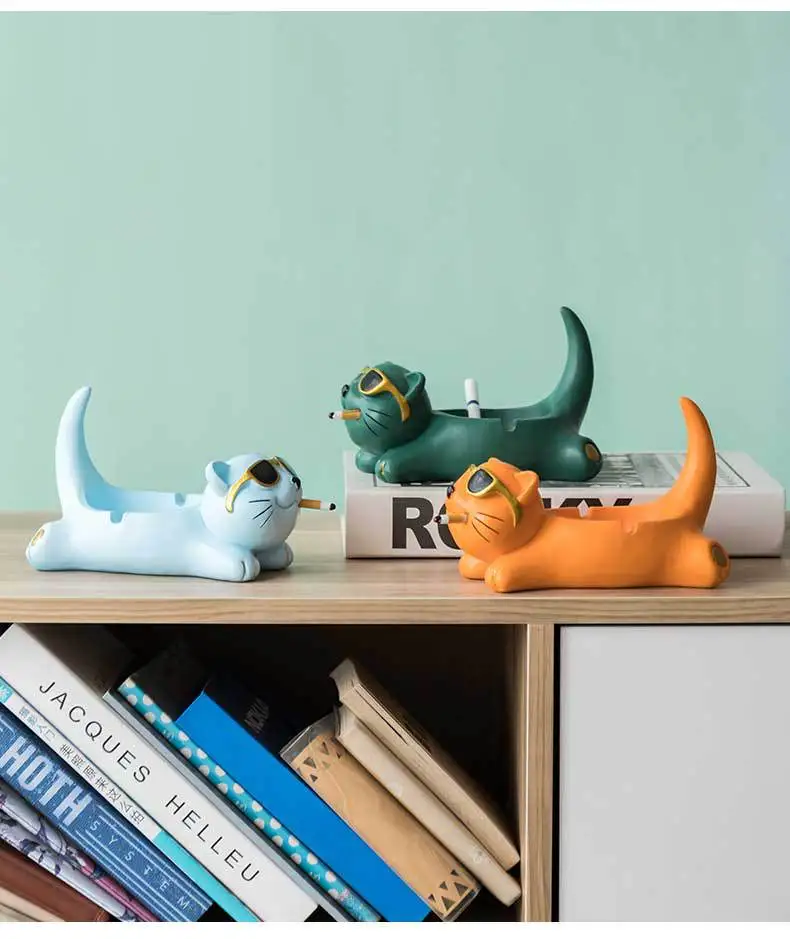 CENDRIER,Blue--Cendrier Lunettes Chat Mignon, Accessoires Pour Fumer ...