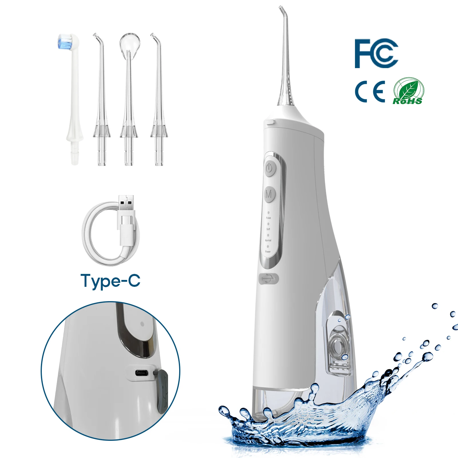 Oral-Irrigator-USB-Rechargeable-310ML-Large-Tank-Water-Floss-Portable ...