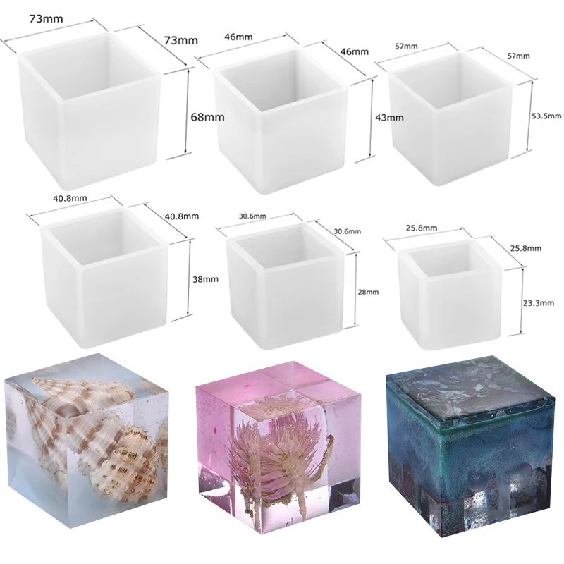 3D Square Cuboid Epoxy Resin Mold DIY Crystal Cube Making For Wedding ...