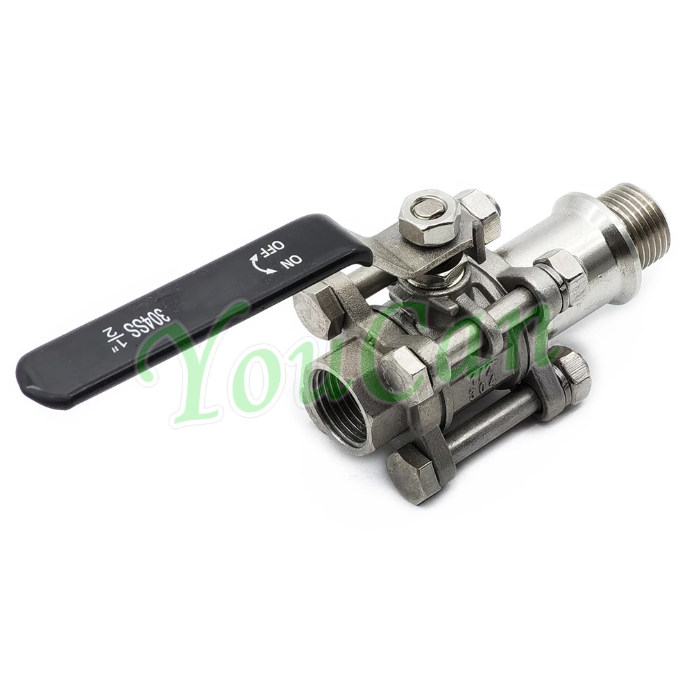 SS304 Sanitary Stainless Steel BSPP/G Male Female Threaded 3PC Ball ...