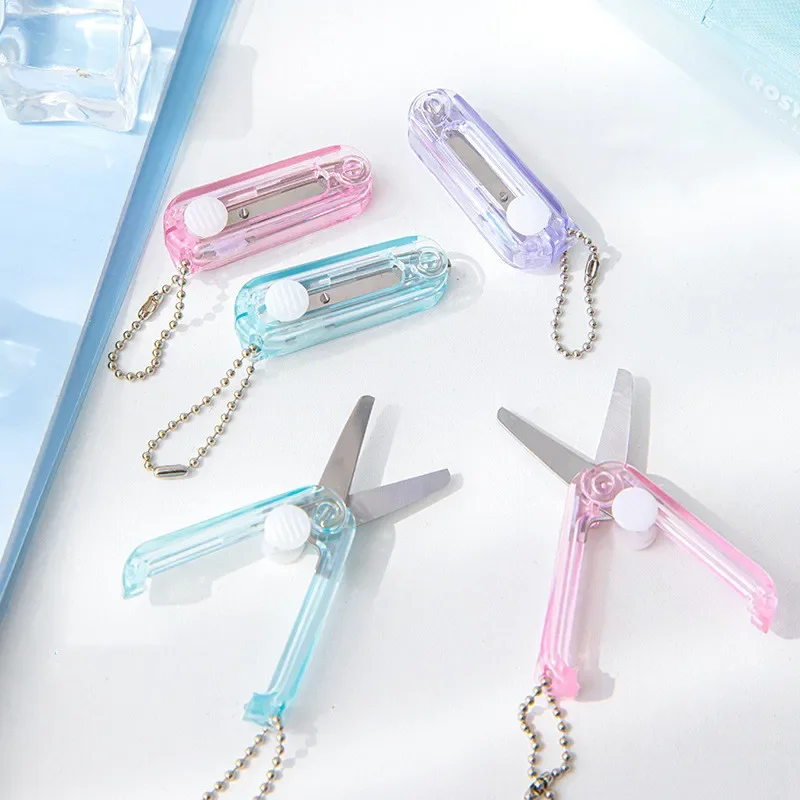 Mini-Scissors-Small-Transparent-Candy-Color-Fold-Telescopic-Stationery ...