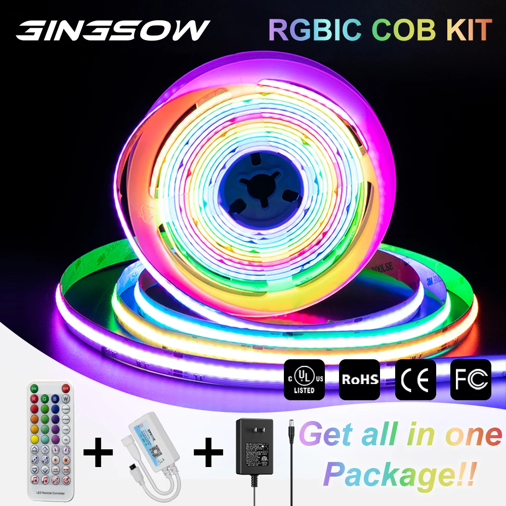 Gingsow-RGBIC-COB-LED-Strip-Light-Kit-5M-Addressable-630-LEDs-M-DC-12V ...