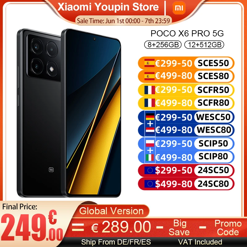 POCO-Smartphone-X6-Pro-5G-Global-Version-256-Go-512-Go-Dimrespondable ...