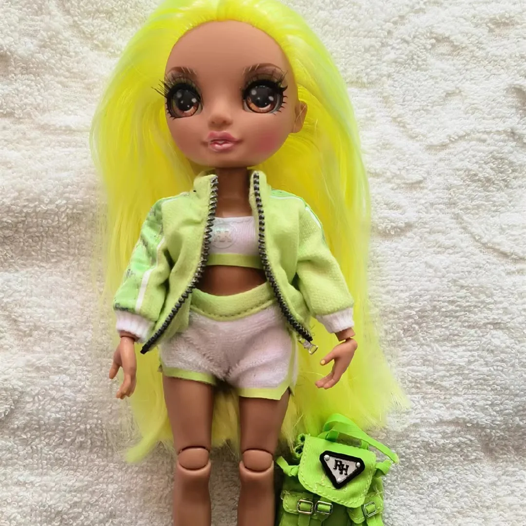 Original LOL doll OMG rainbow girl Fluorescent green long hair Brown ...