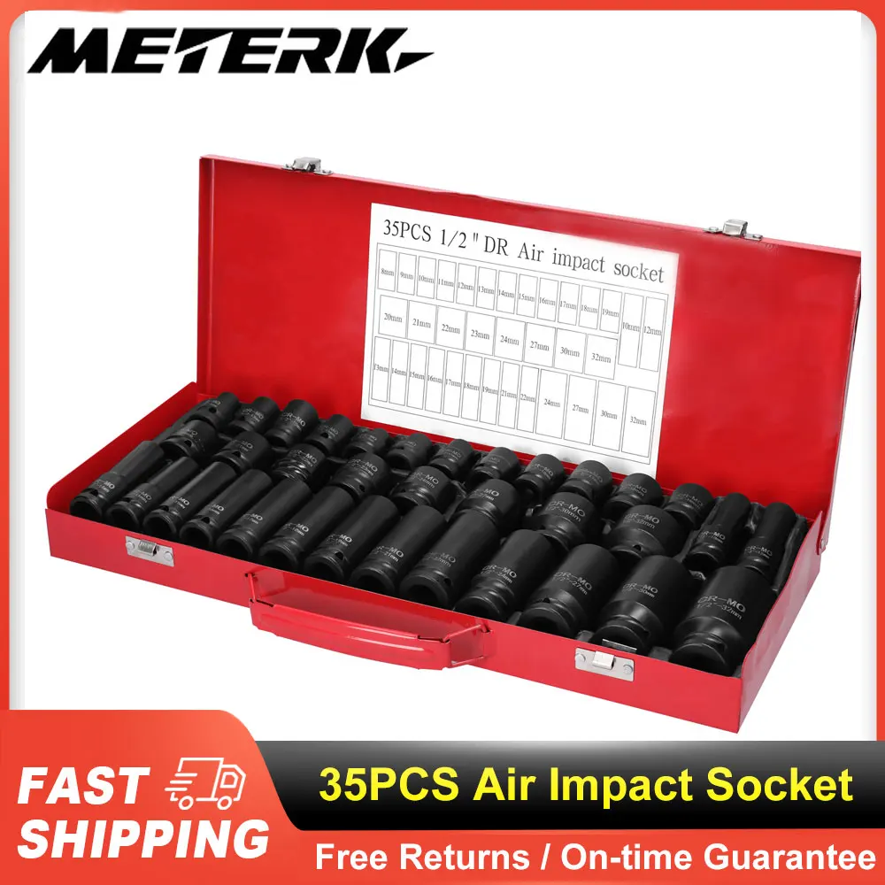 35PCS-12-5mm-Air-Impact-Socket-Set-1-2inch-Drive-Chrome-Vanadium-Steel ...